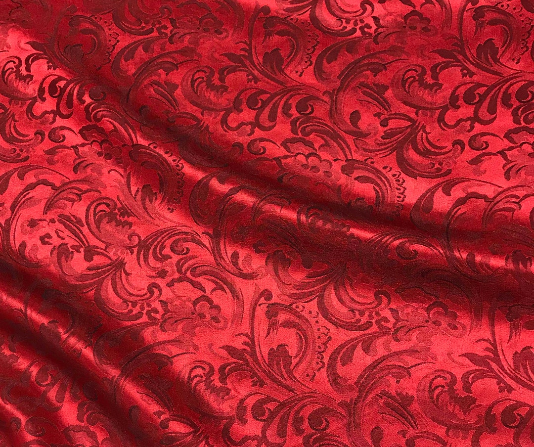 Red Scroll - Silk Jacquard Fabric - Etsy