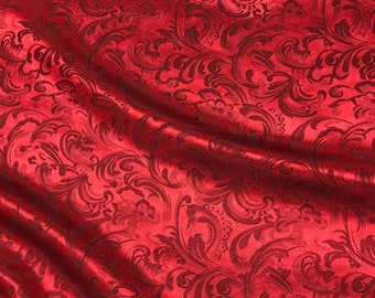 Burgundy Red Baroque Scroll - Silk Jacquard Fabric - Etsy