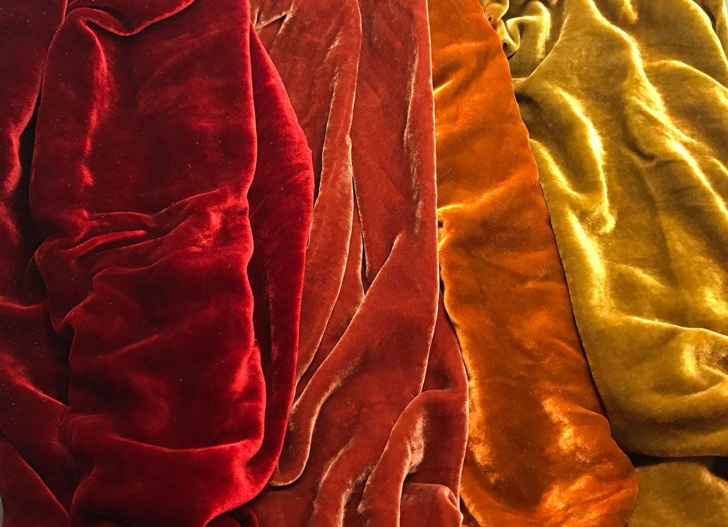 Dark Autumn Sample Set - Hand Dyed Silk Velvet Fabric - 9"x45" Each - Etsy