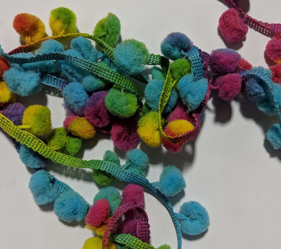 BRIGHT NEON Variegated French Pom Pom Trim 7/8 Wide - Etsy