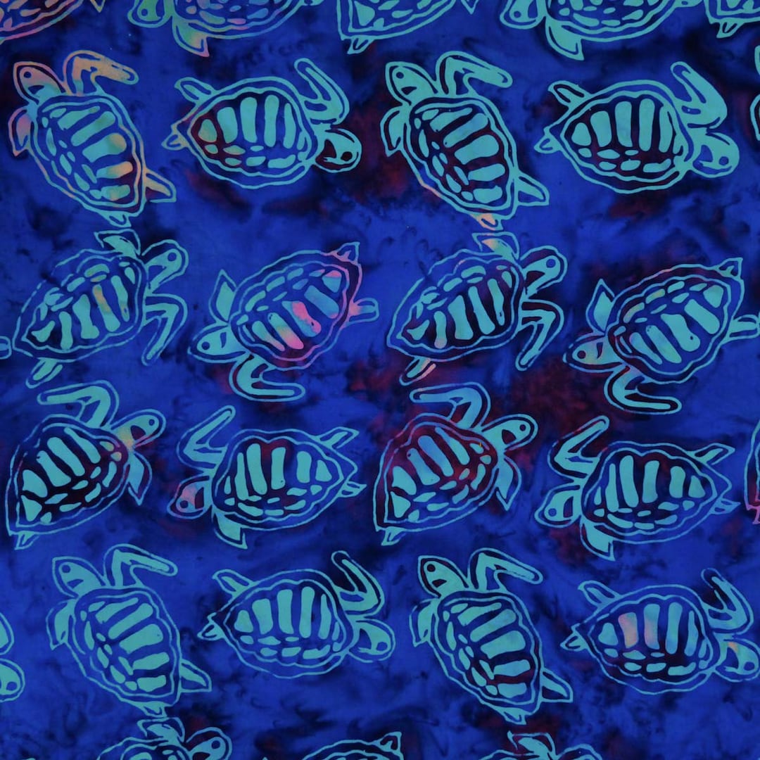 Meta Blue Turtles Legend Blue - Batik by Mirah Cotton Fabric - Etsy