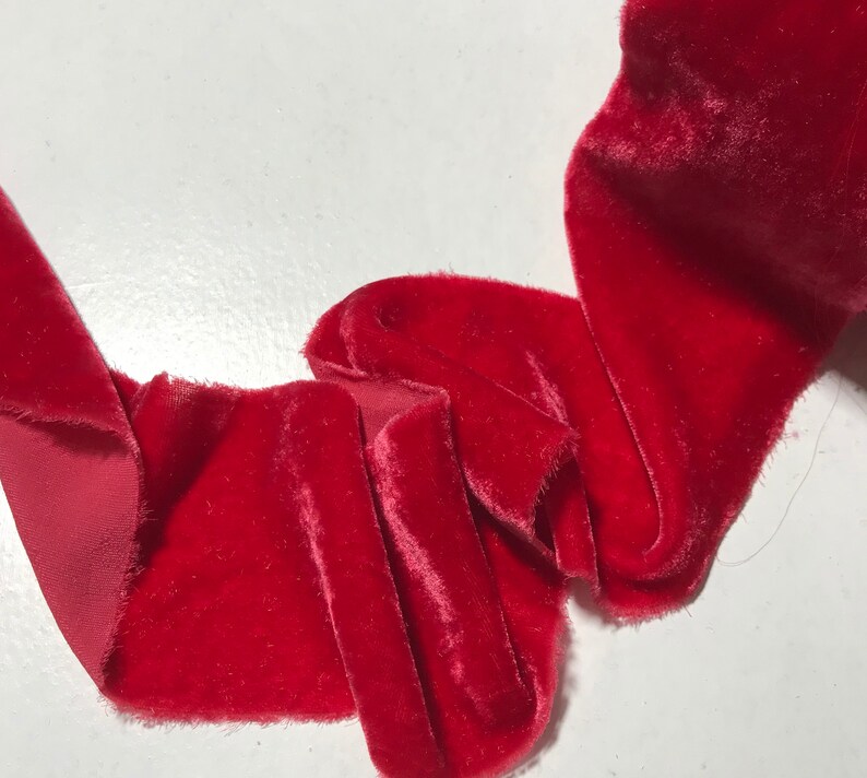 Hand Dyed Poinsettia Red Silk Velvet Ribbon 4 Widths to | Etsy