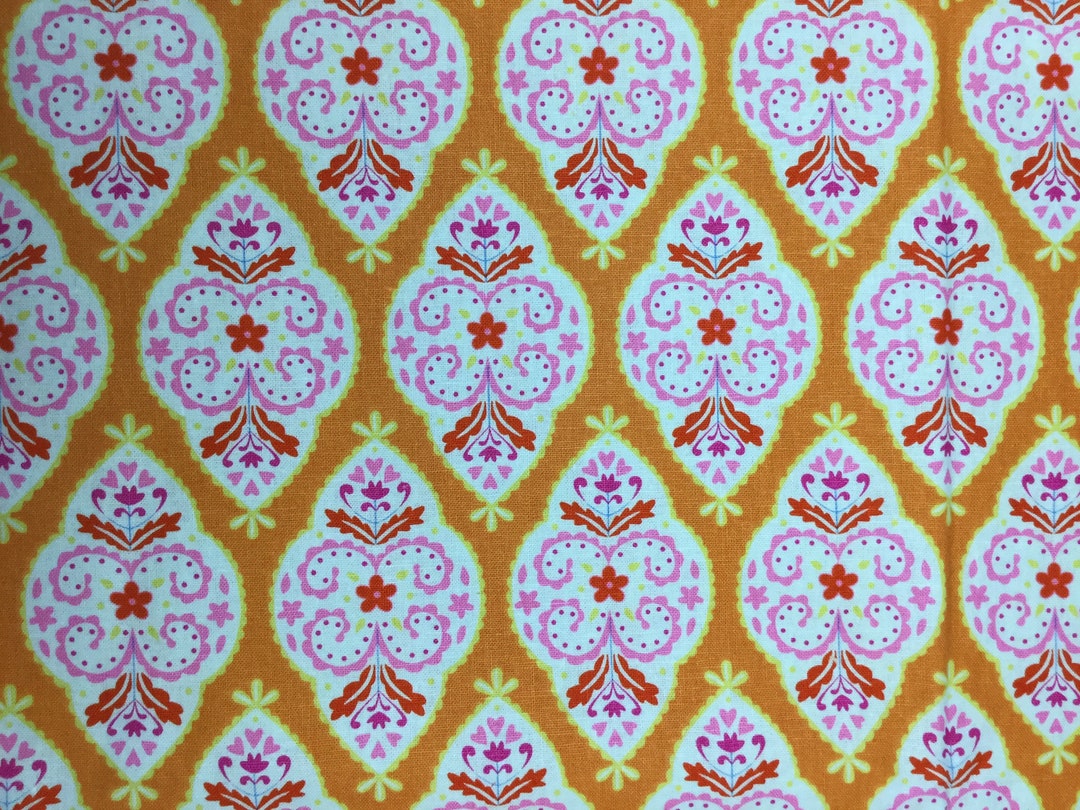 Bubblegum/lime/orange - Floral Sunshine - Dena- Cotton Linen Fabric - Etsy