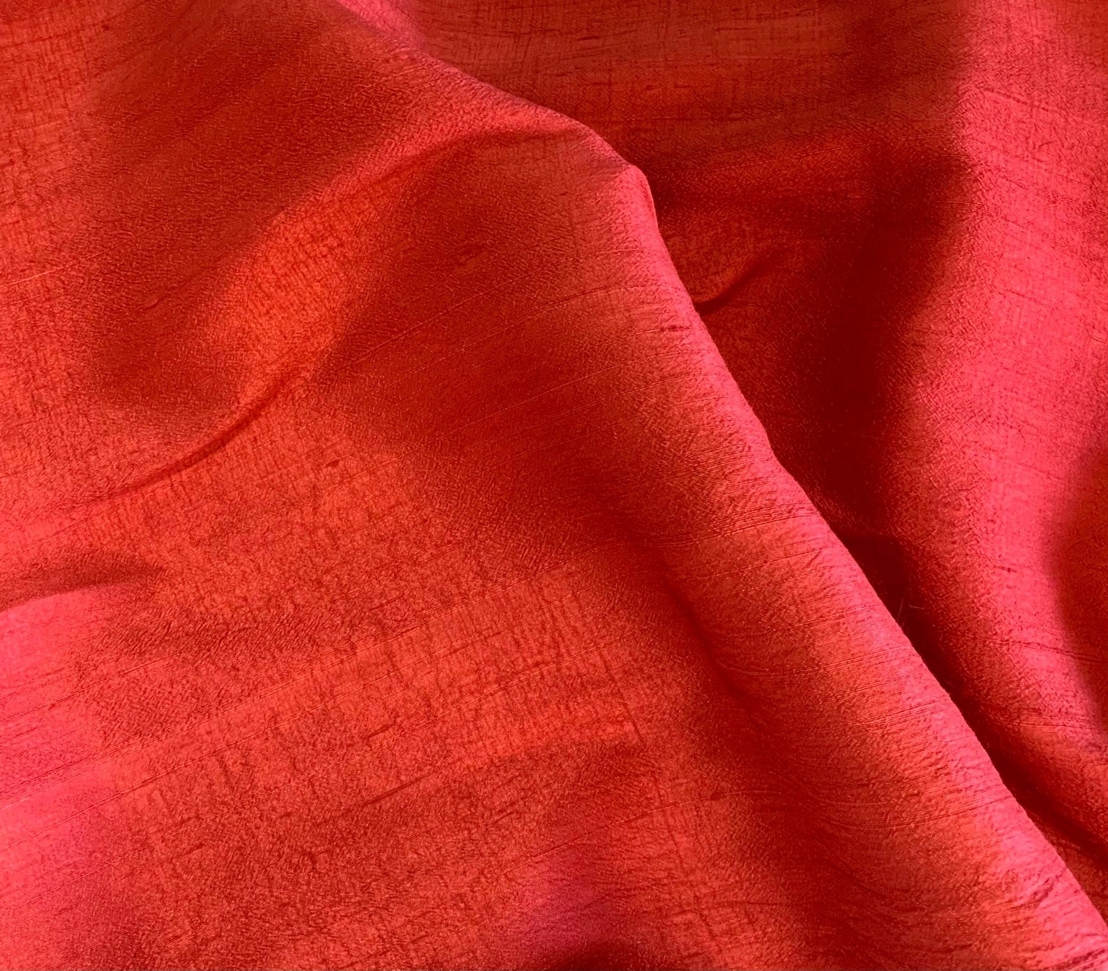 Hand Dyed SCARLET RED Silk DUPIONI Fabric - Etsy