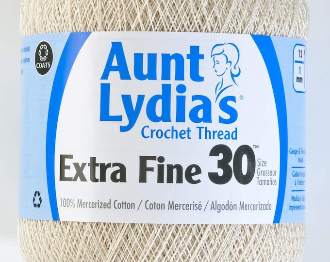 Coats Aunt Lydia's Crochet Cotton Thread Size 30 Extra Fine, Natural ...