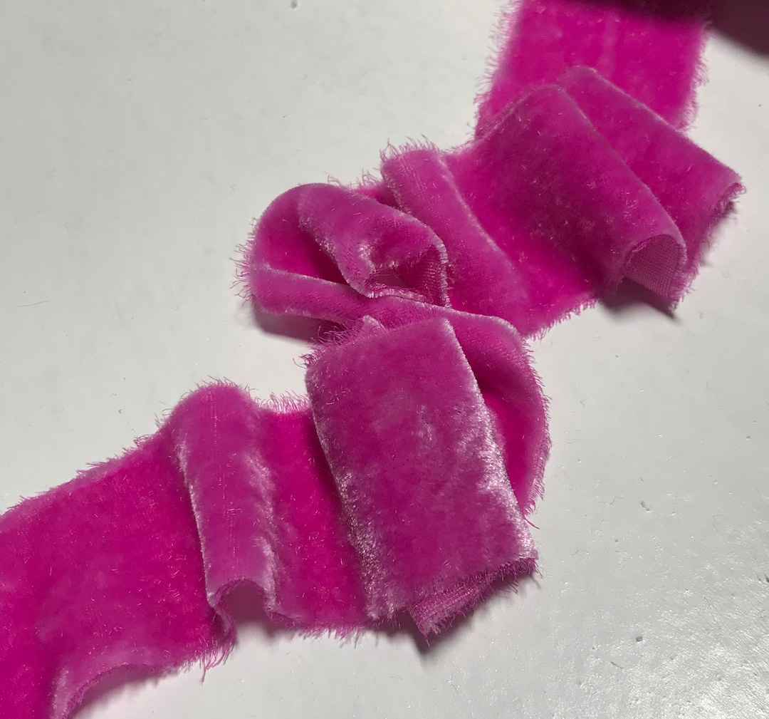 Hand Dyed Pink Orchid Silk Velvet Ribbon ( 4 Widths to Choose From) - Etsy