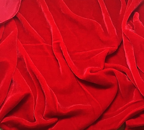 SCARLET RED Silk Velvet Fabric | Etsy