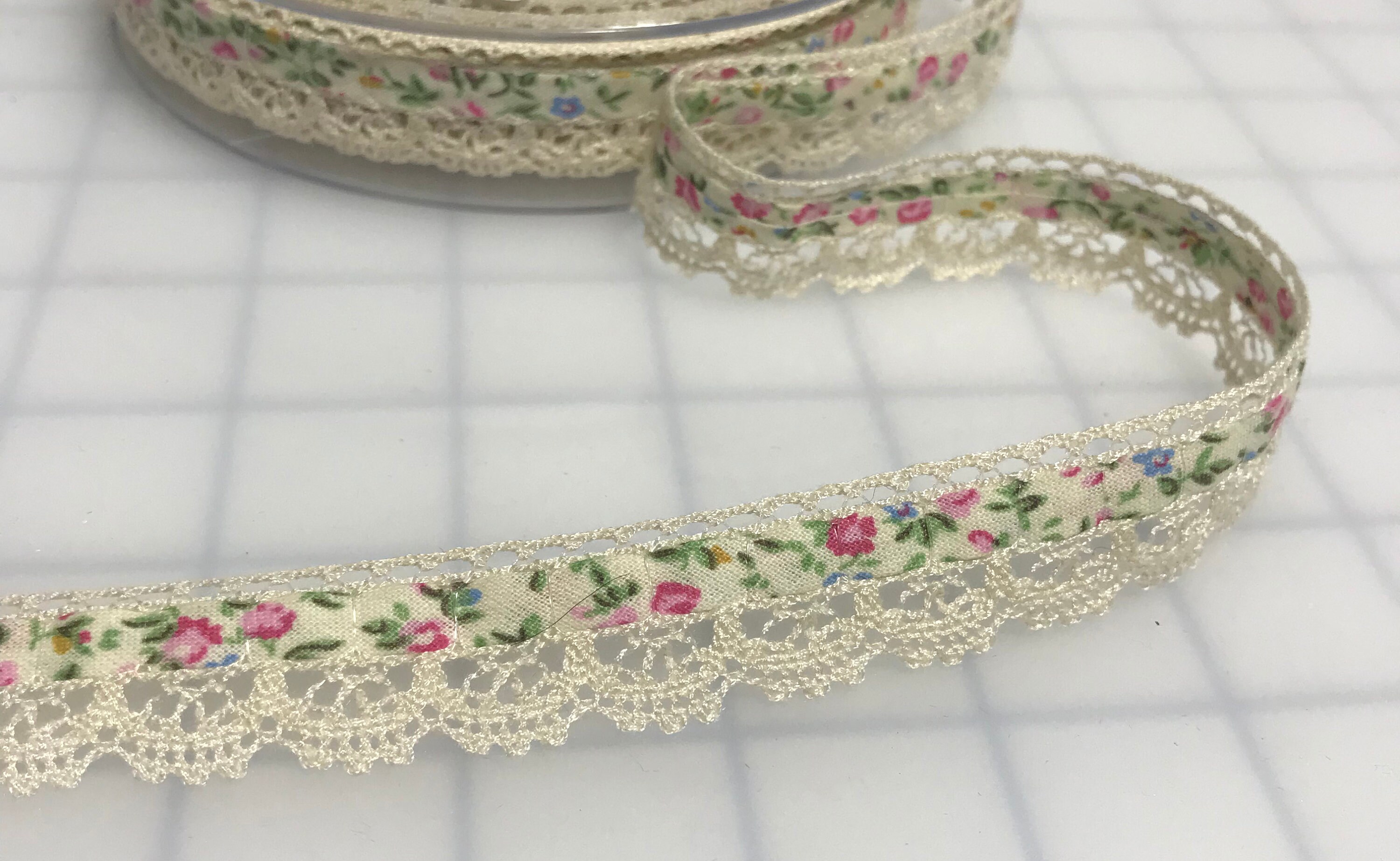 Ivory Floral Ribbon With Scalloped Lace Edge Made in France - Etsy