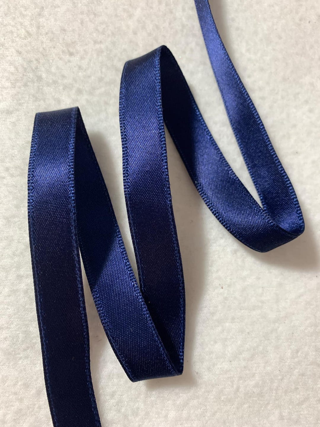 Navy Blue Vintage French Wired Satin Ribbon 9/16" Wide - Made in France ...