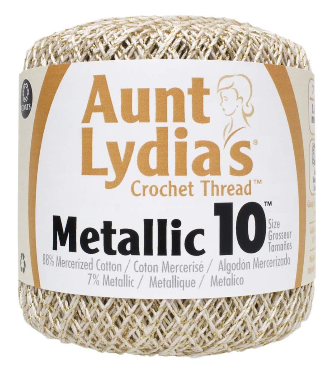 Coats Aunt Lydia's Crochet Cotton Thread Classic Size 10, Metallic ...