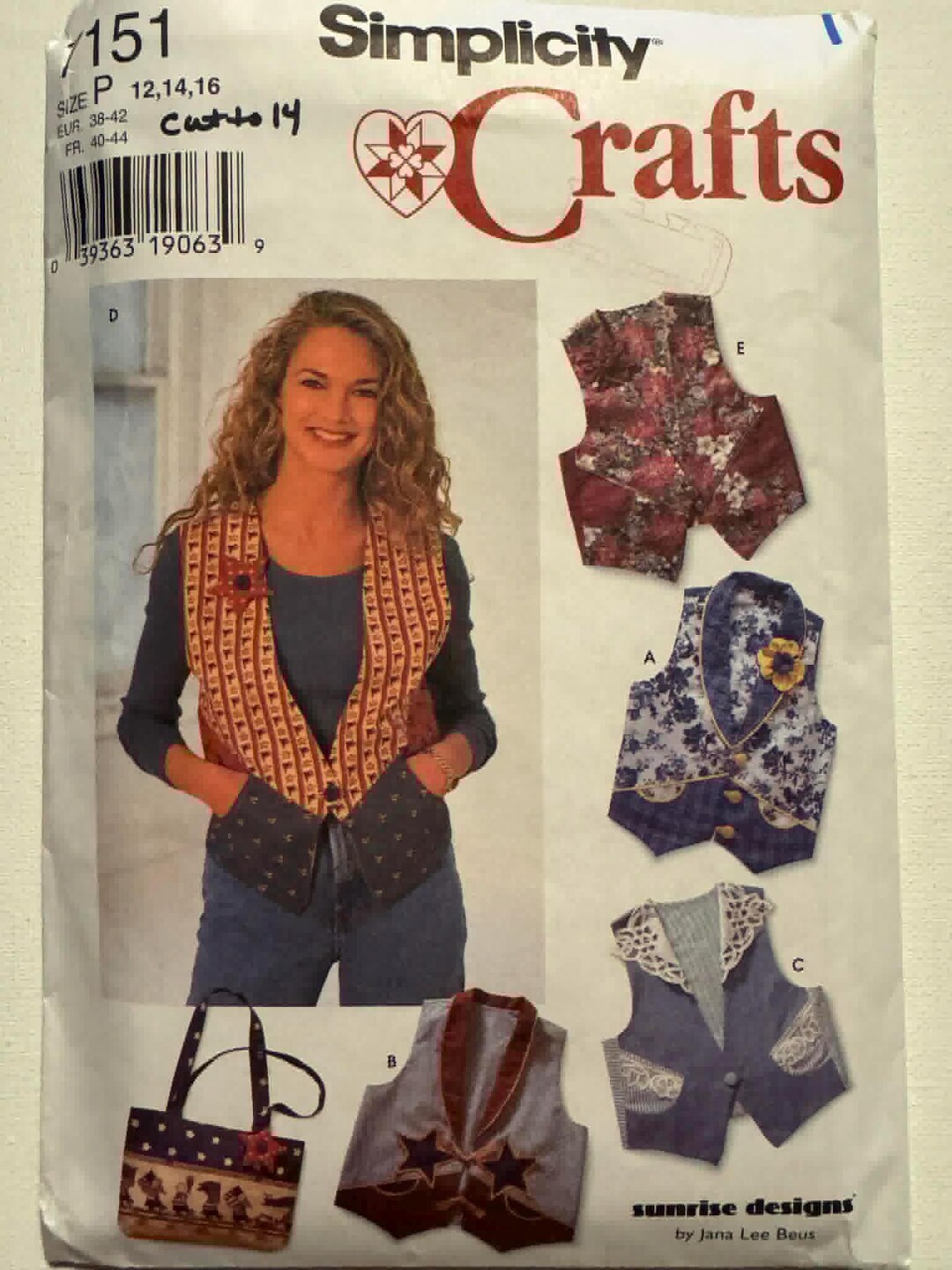 1996 Simplicity Vest and Bag. Pattern # 7151 Size: 12,14 - Etsy