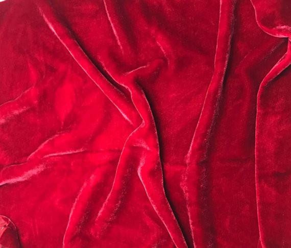 CHERRY RED Hand Dyed Silk Velvet Fabric - Etsy