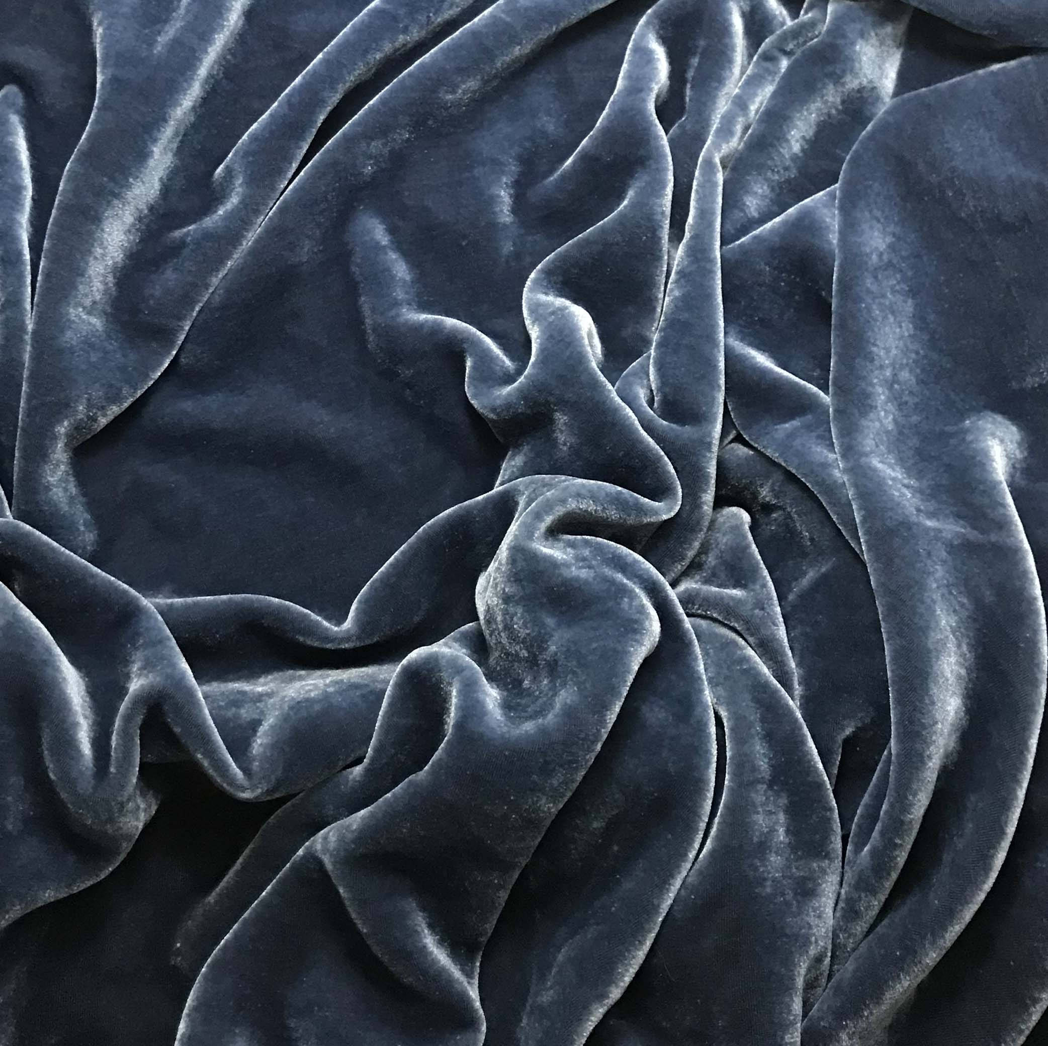 BLUE GRAY Hand Dyed Silk Velvet Fabric - Etsy