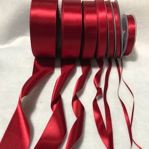 Burgundy Red Double Sided Satin Ribbon - Made in France (7 Widths to ...
