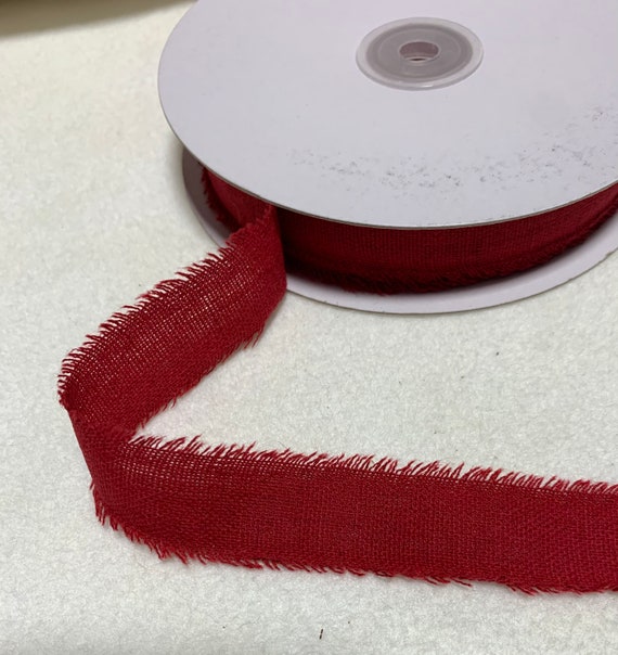 Red Linen/cotton Frayed Edge Ribbon Trim Made in France - Etsy