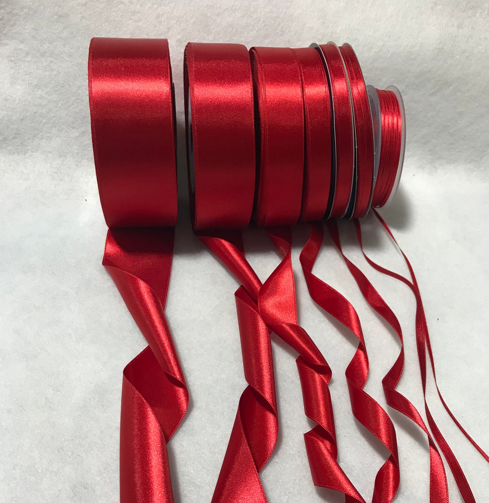 Scarlet Red Double Sided Satin Ribbon - Made in France (7 Widths to ...