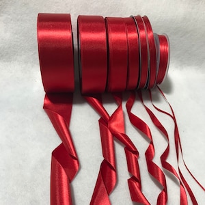 Scarlet Red Double Sided Satin Ribbon - Made in France (7 Widths to ...