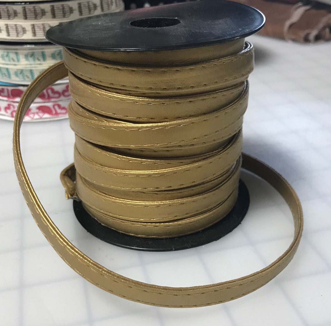 Gold Faux Leather Ribbon Trim 3/8 Made in France - Etsy