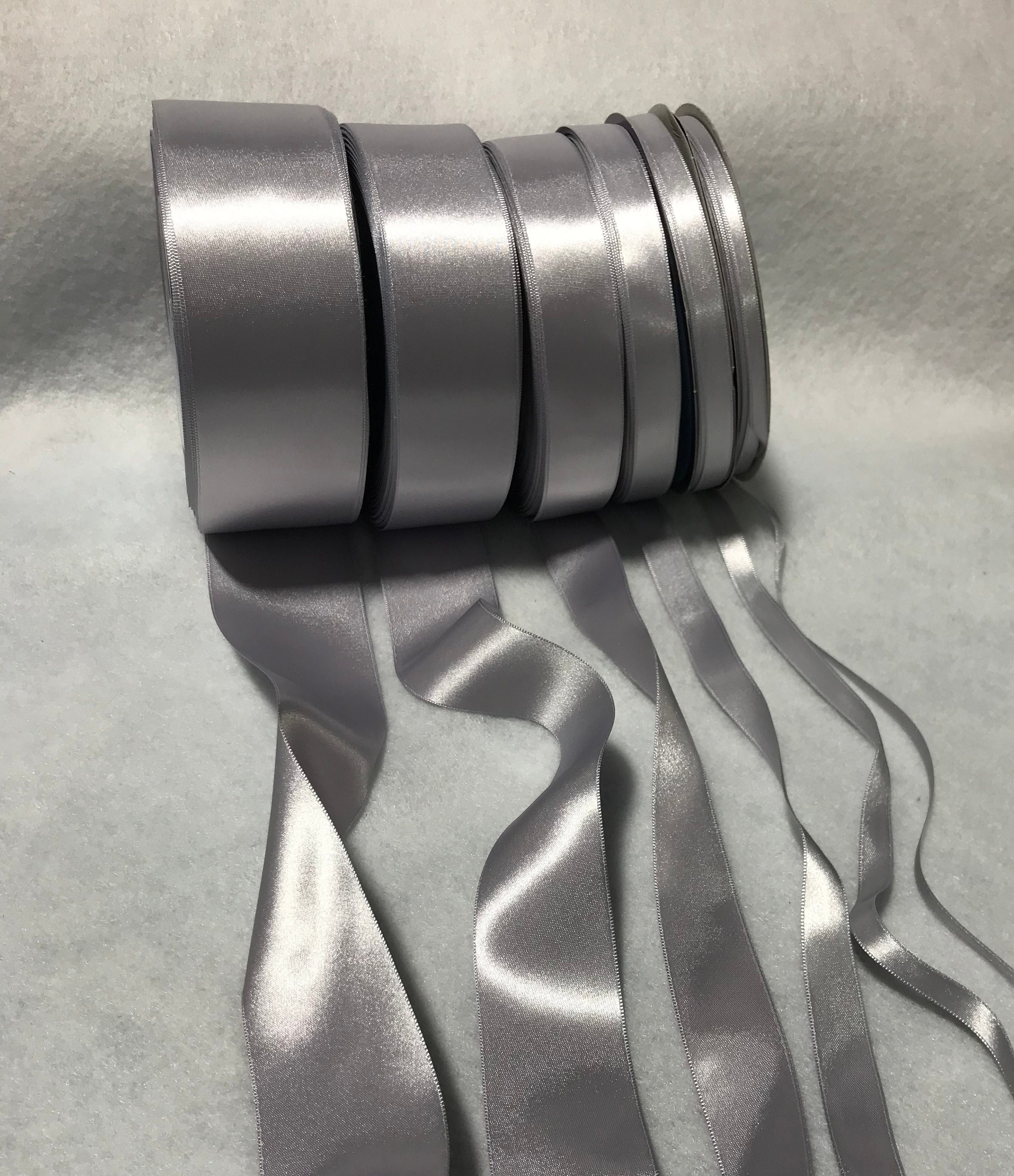 Silver Double Sided Satin Ribbon Made in France 6 Widths to | Etsy