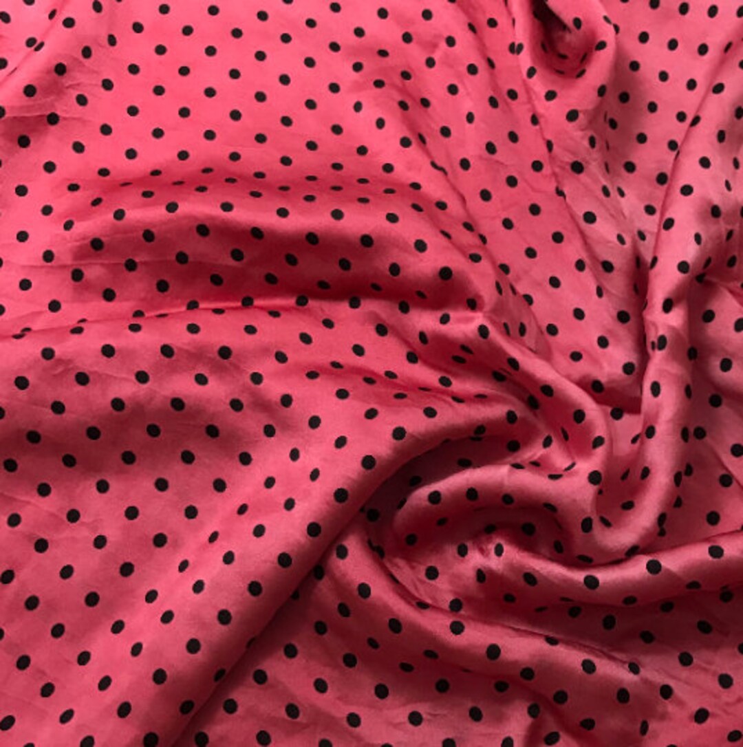 Hand Dyed Silk CHARMEUSE Fabric Cherry Red & Black Small Polka Dots - Etsy