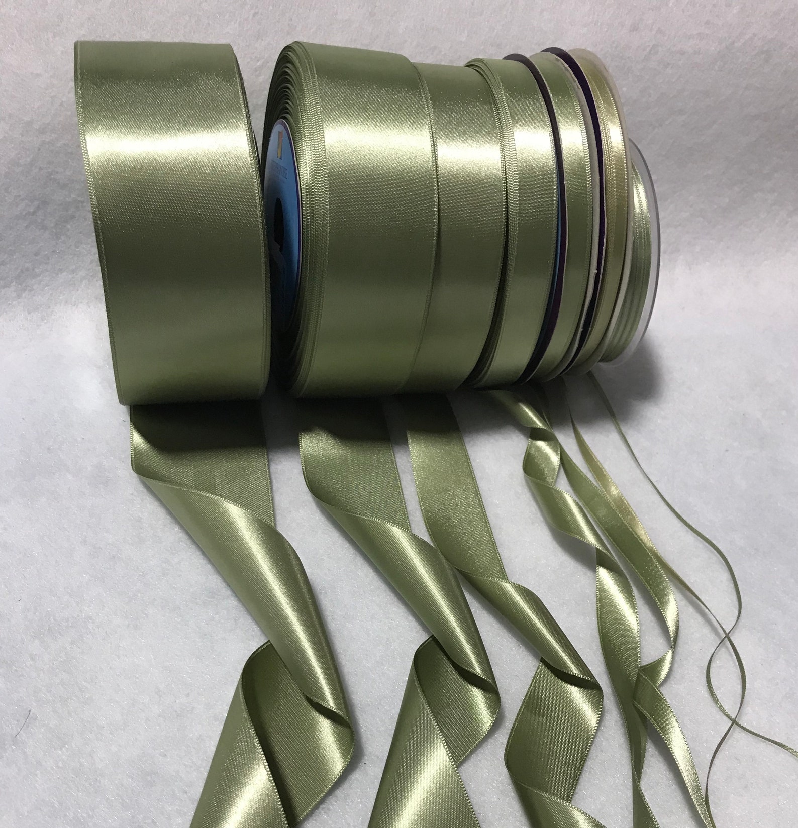Sage Green Double Sided Satin Ribbon Made in France 7 Widths to Choose ...