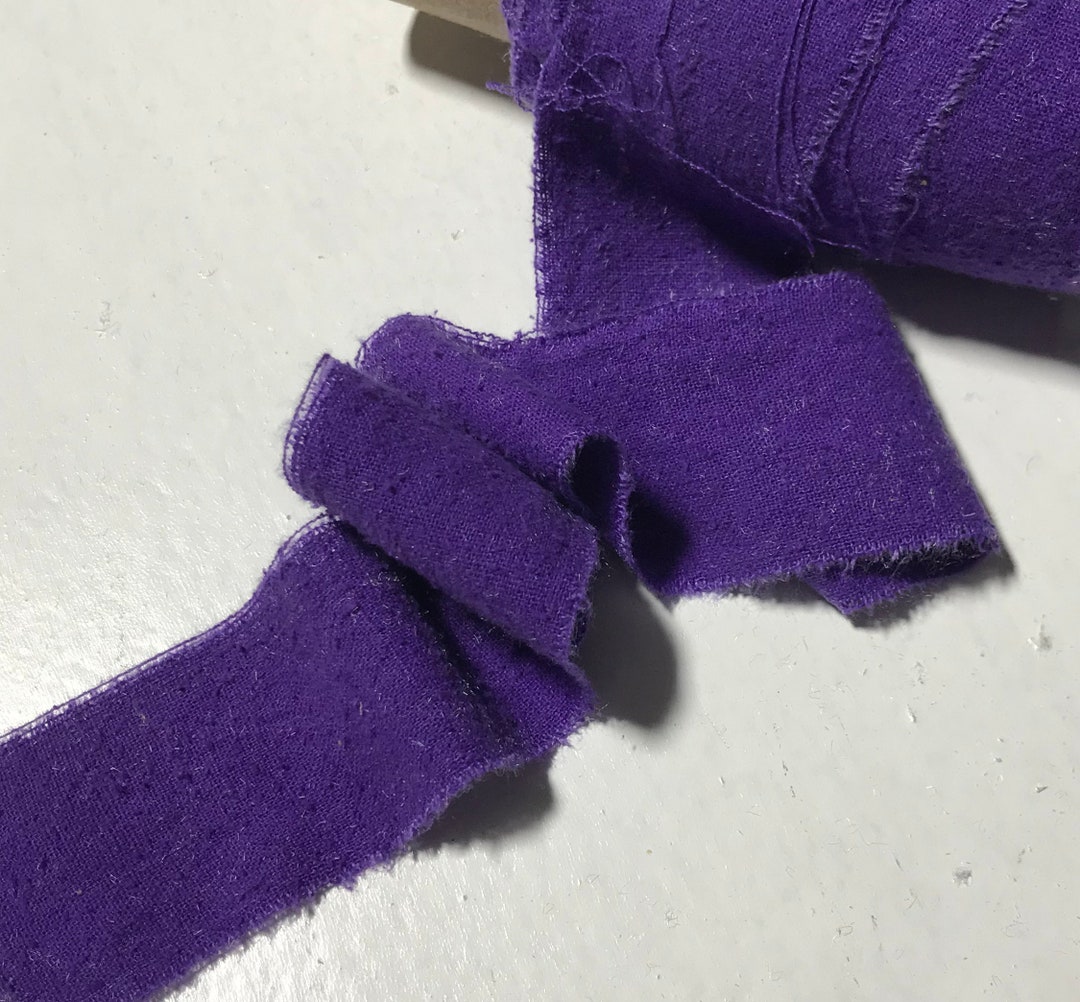 Hand Dyed Violet Purple 100% Silk Noil Ribbon ( 3 Widths to Choose From ...