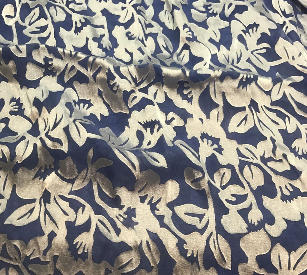 Burnout Devore Satin Periwinkle Blue Dyed Floral Fabric - Etsy España