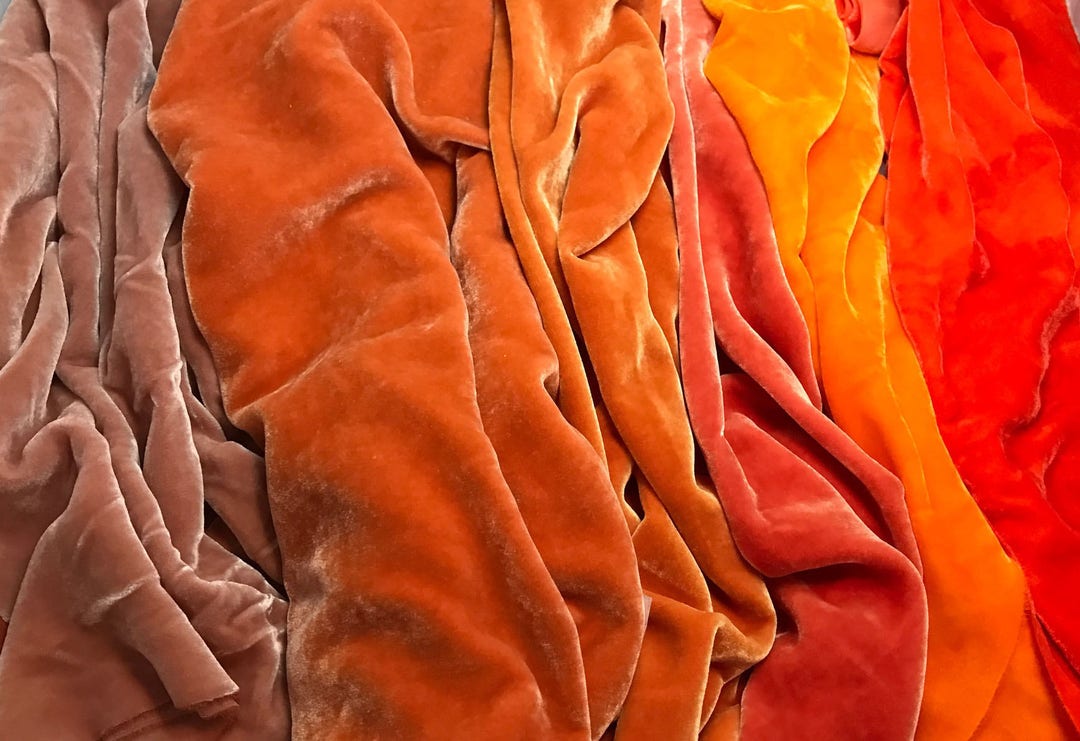 Big Orange Sample Set - Hand Dyed Silk Velvet Fabric - 1/4 Yard X 45 ...