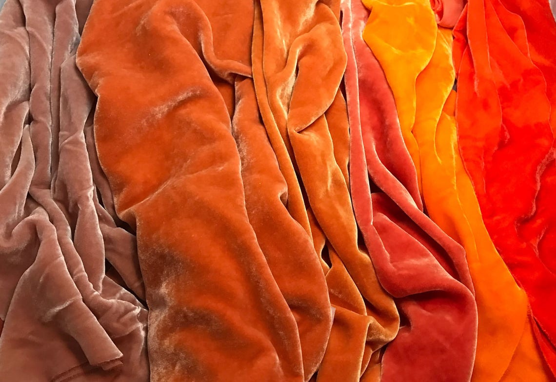Big Orange Sample Set Hand Dyed Silk Velvet Fabric 1/4 - Etsy