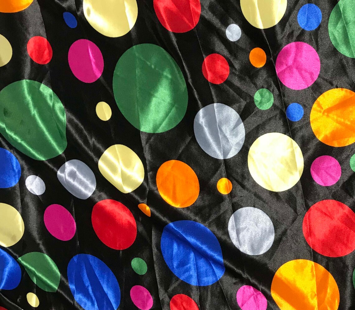 Multi Colored Polka Dots Faux Silk Charmeuse Satin Fabric - Etsy