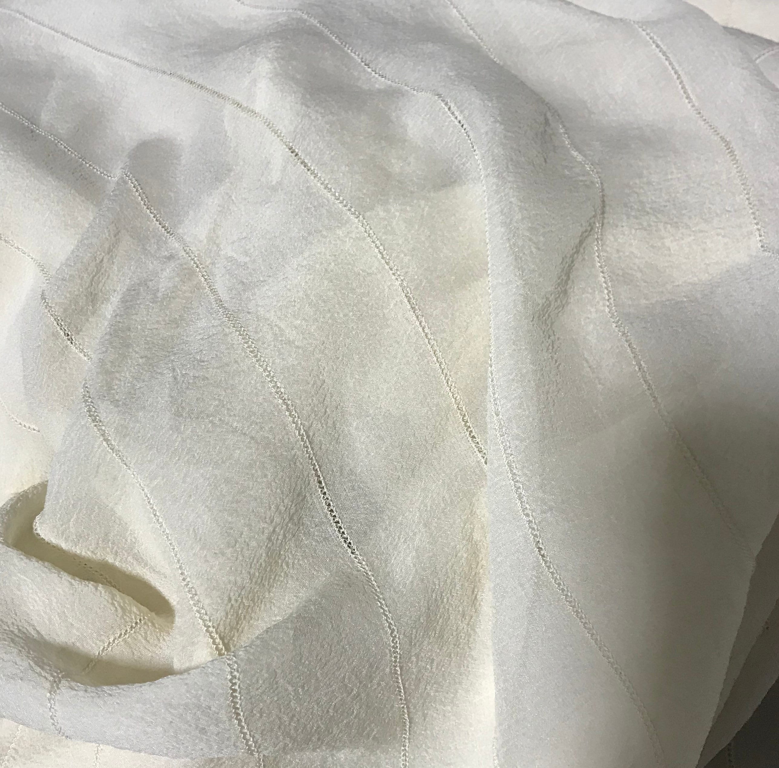 Ecru Hand Dyed Fagoting in Silk Chiffon Fabric - Etsy