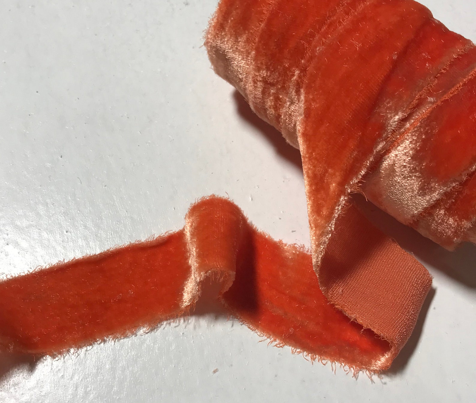 Hand Dyed Blood Orange Silk Velvet Ribbon 4 Widths to Choose - Etsy