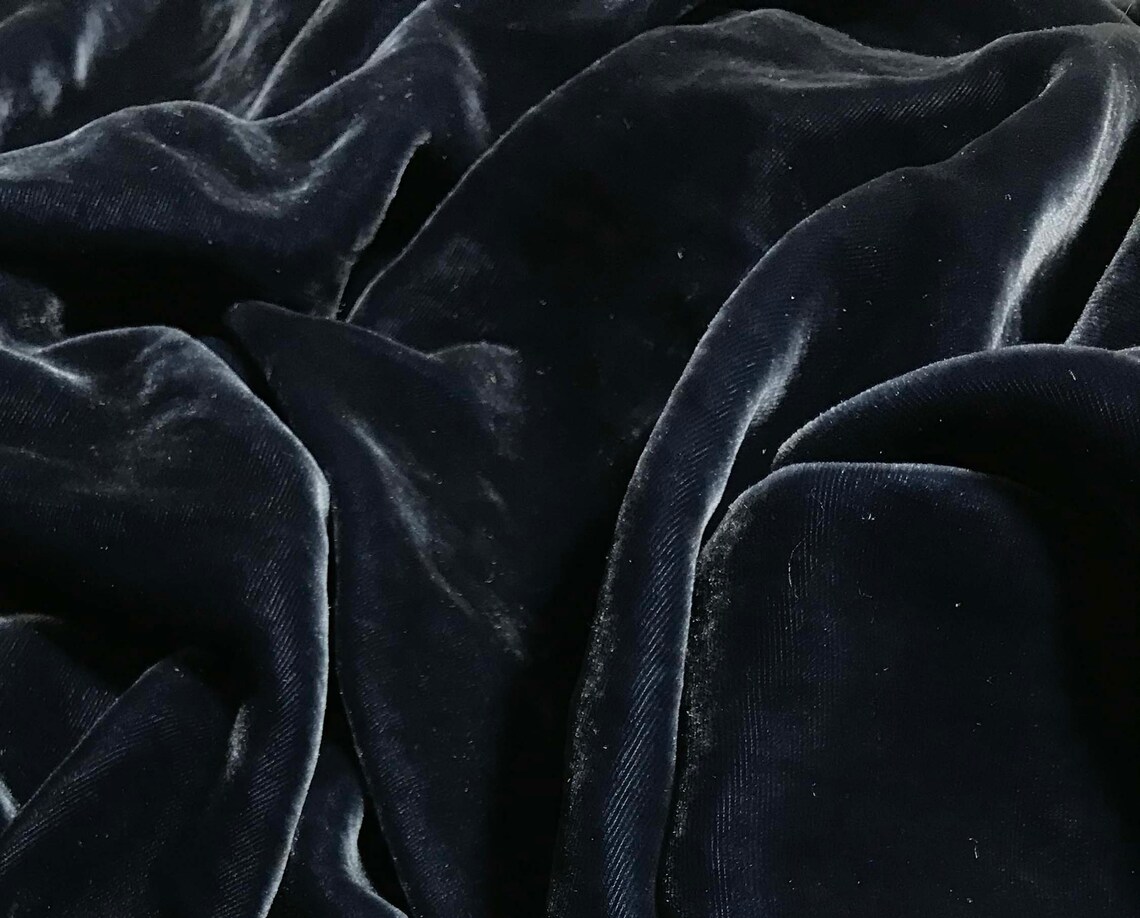 OCEAN BLUE Silk Velvet Fabric | Etsy