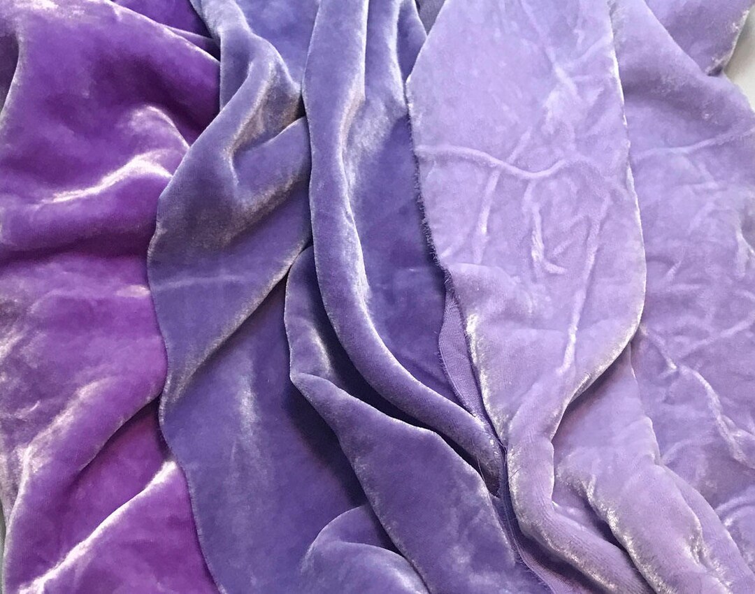 Pastel Purple Sample Set - Hand Dyed Silk Velvet Fabric - 9"x45" Each ...