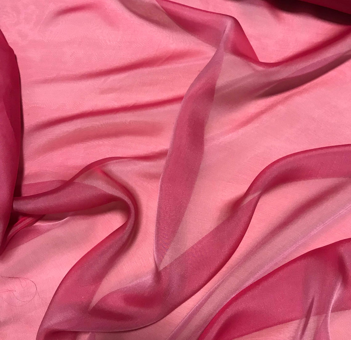 HOT PINK - Iridescent Silk Chiffon Fabric - Etsy