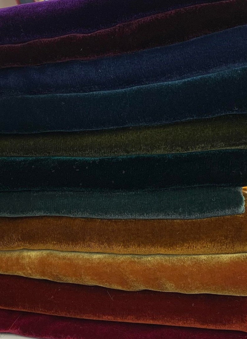 Silk VELVET Rainbow Jewel Tones Fabric Sample Set Remnants Lot 11 ...