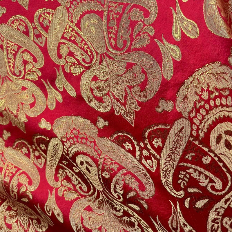 Red Gold Fabric - Etsy