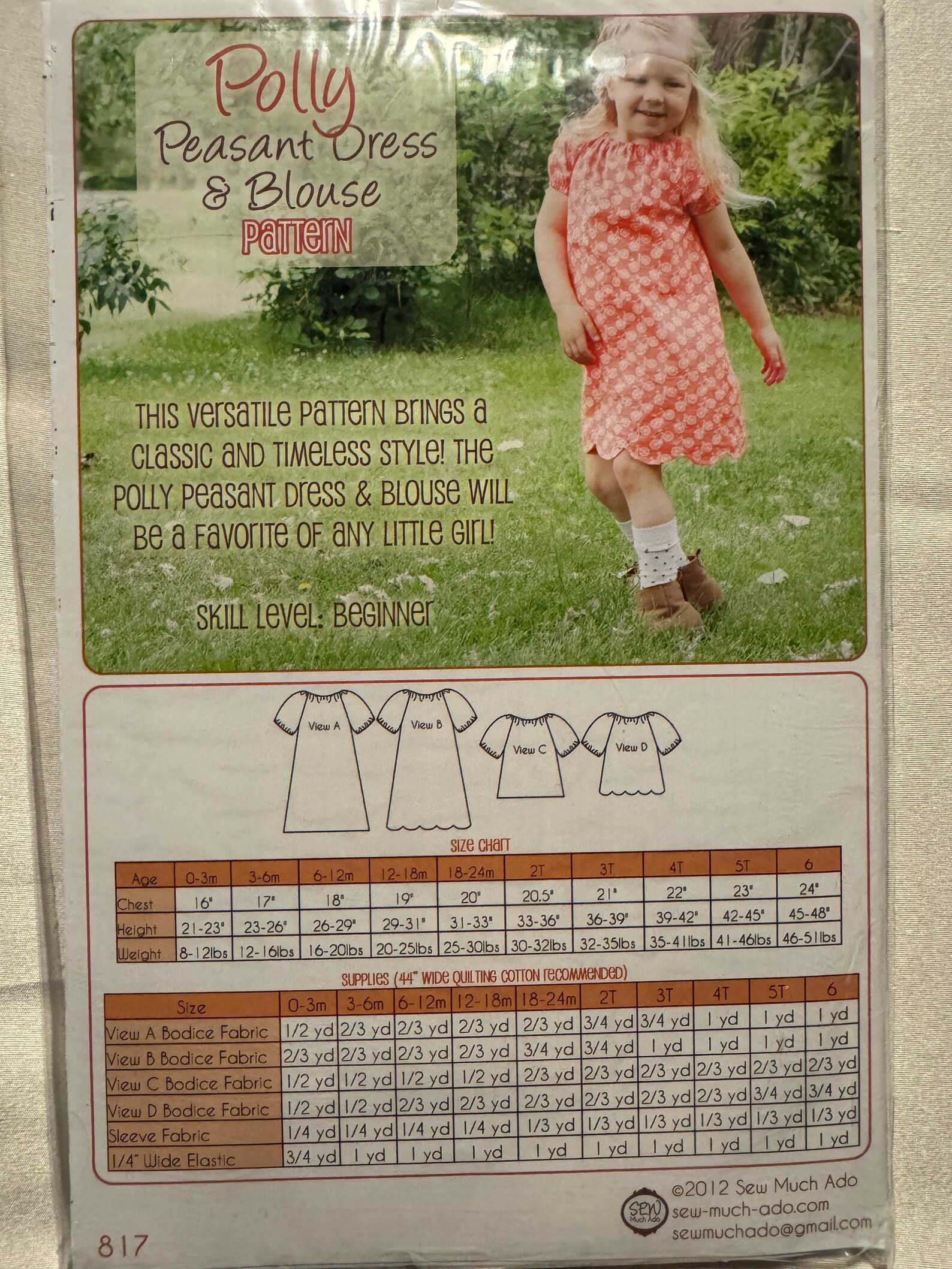 2012 Sew Much Ado Polly Peasant Dress & Blouse Sewing Pattern #817 ...