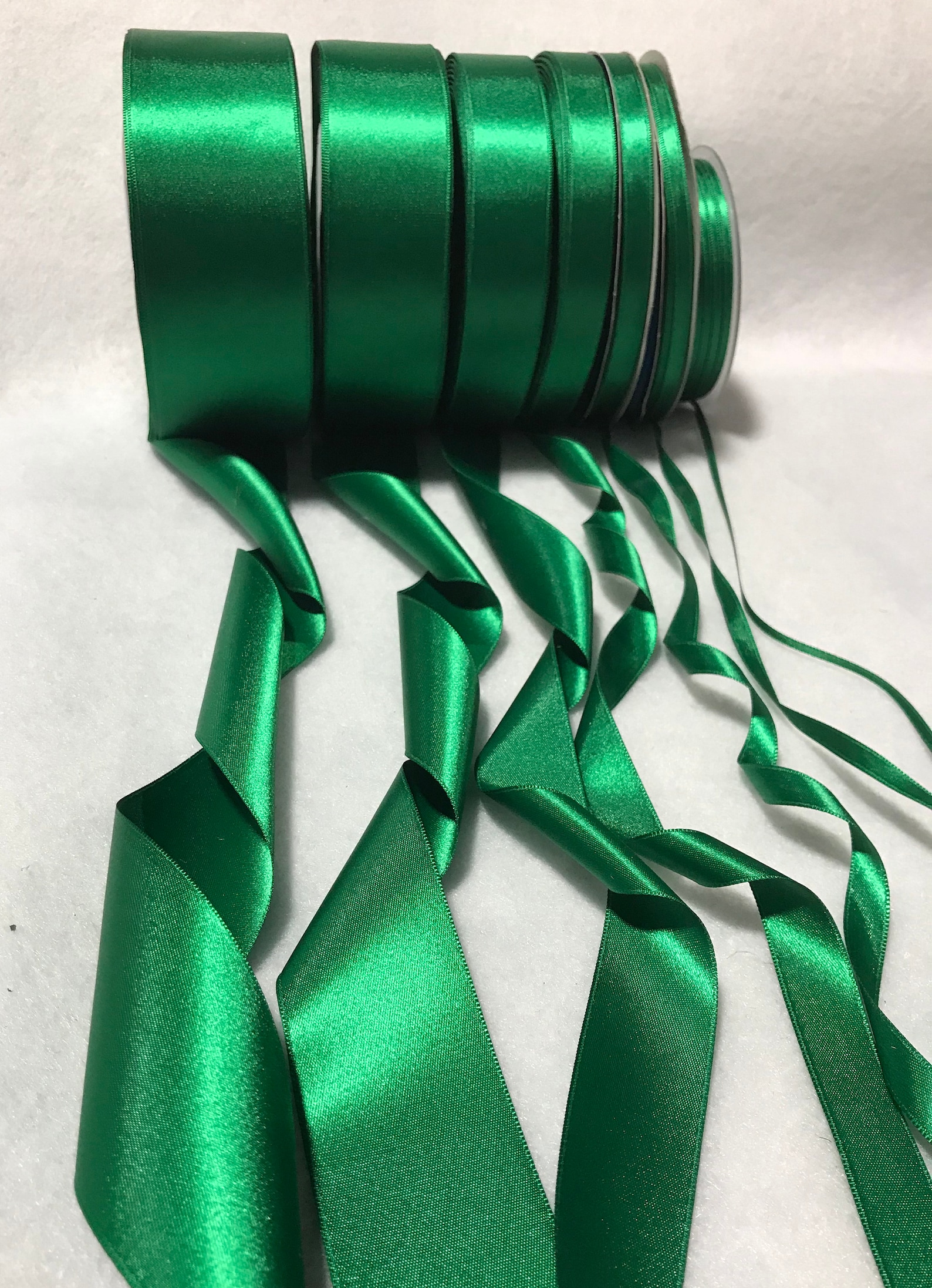 Emerald Green Double Sided Satin Ribbon - Made in France (7 Widths to ...
