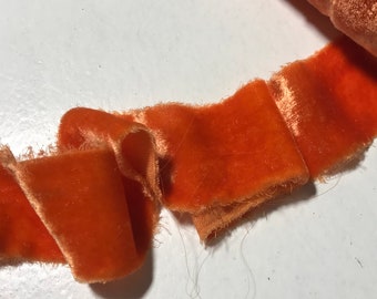 Hand Dyed Saffron Orange Silk Velvet Ribbon 4 Widths to - Etsy