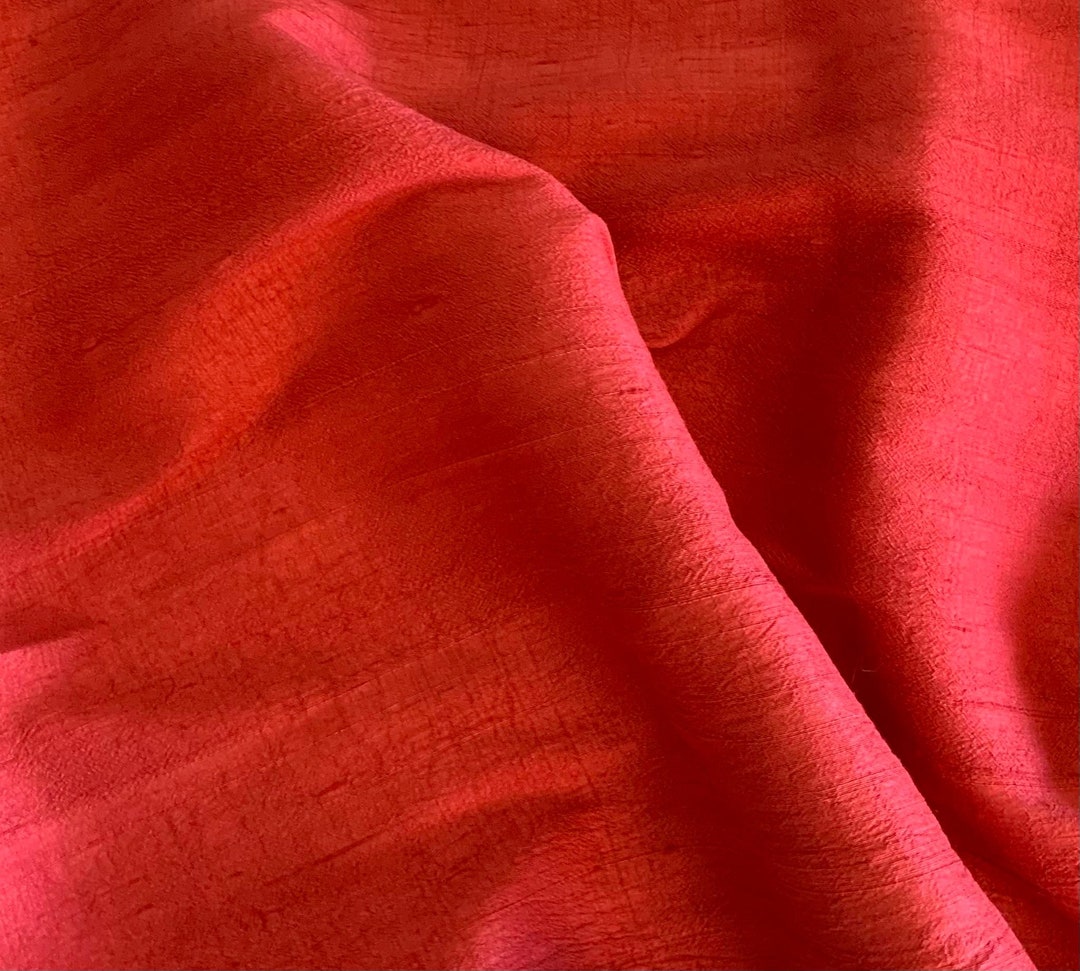 Hand Dyed SCARLET RED Silk DUPIONI Fabric - Etsy