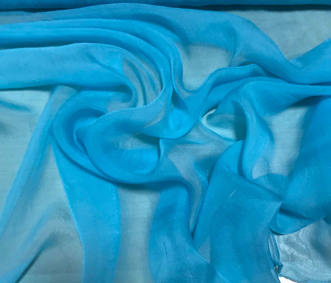 Hand Dyed TURQUOISE BLUE Soft Silk Organza Fabric - 54" Wide - Etsy