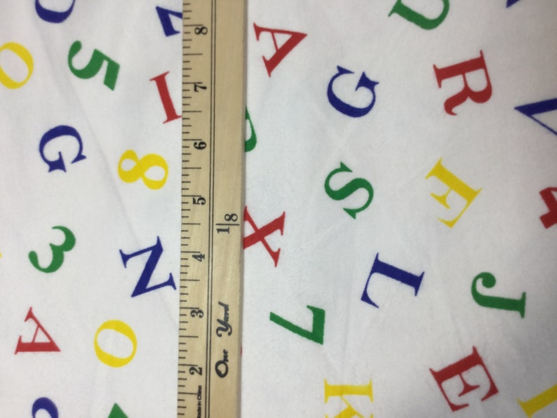 Letters & Numbers Cotton Flannel Fabric | Etsy