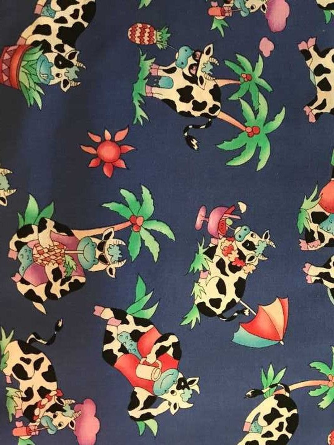 Cow Day - Allie's Room by RJR Fashion Fabrics - Vintage OOP 90s Cotton Fabric - Etsy