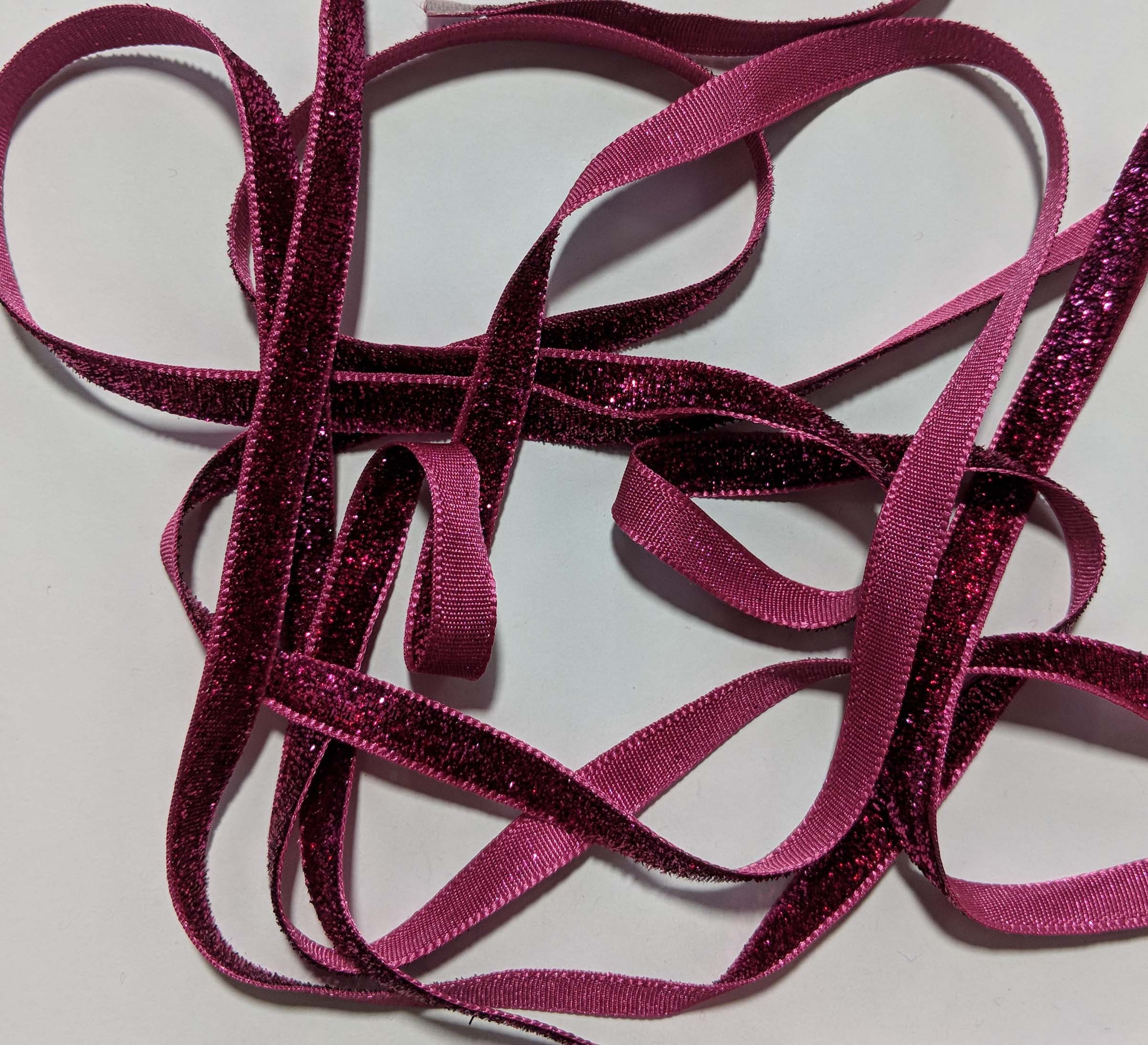 French VELVET Ribbon Lurex Metallic MAGENTA by the yard 10mm | Etsy