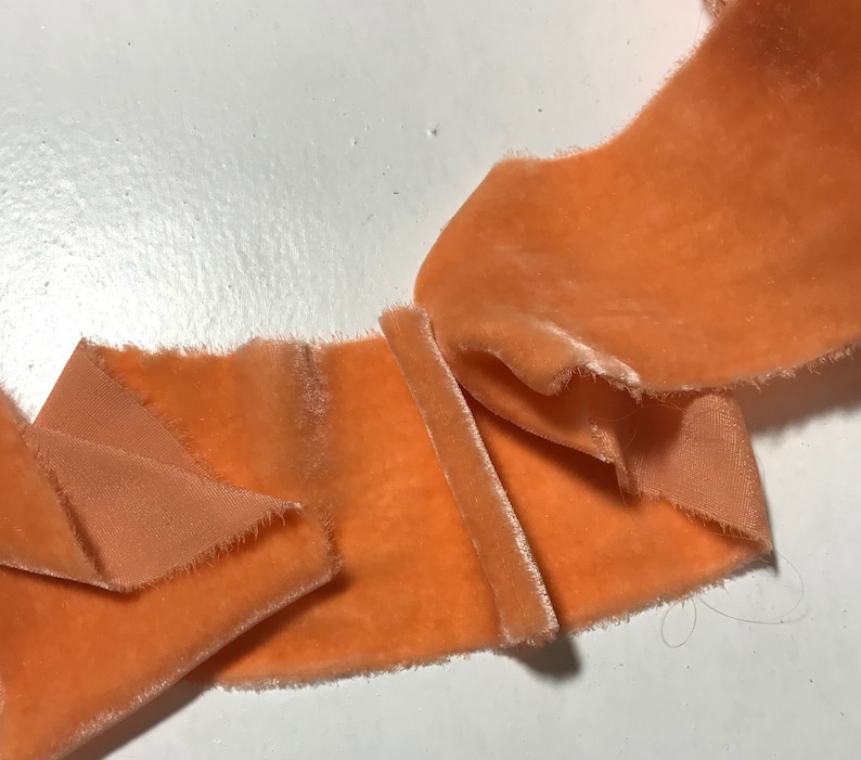 Hand Dyed Persimmon Orange Silk Velvet Ribbon ( 4 Widths to Choose From ...