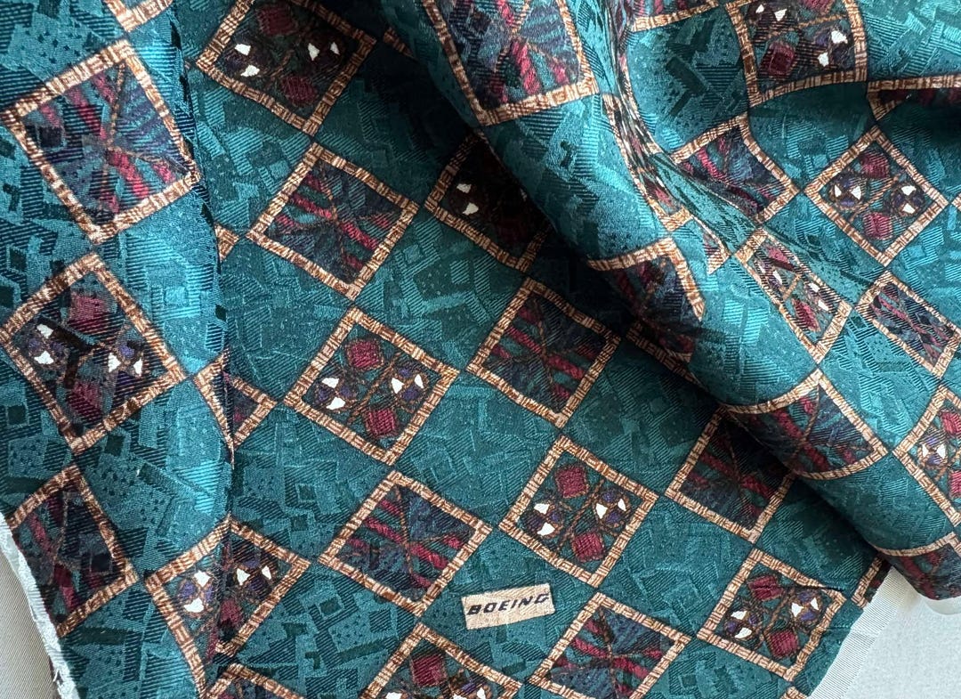 Boeing Checkerboard Print - 100% Silk Jacquard Fabric Panel - Etsy