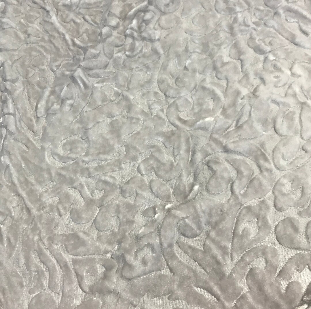 Silver Gray Scroll - Hand Dyed Burnout Silk Velvet - Etsy