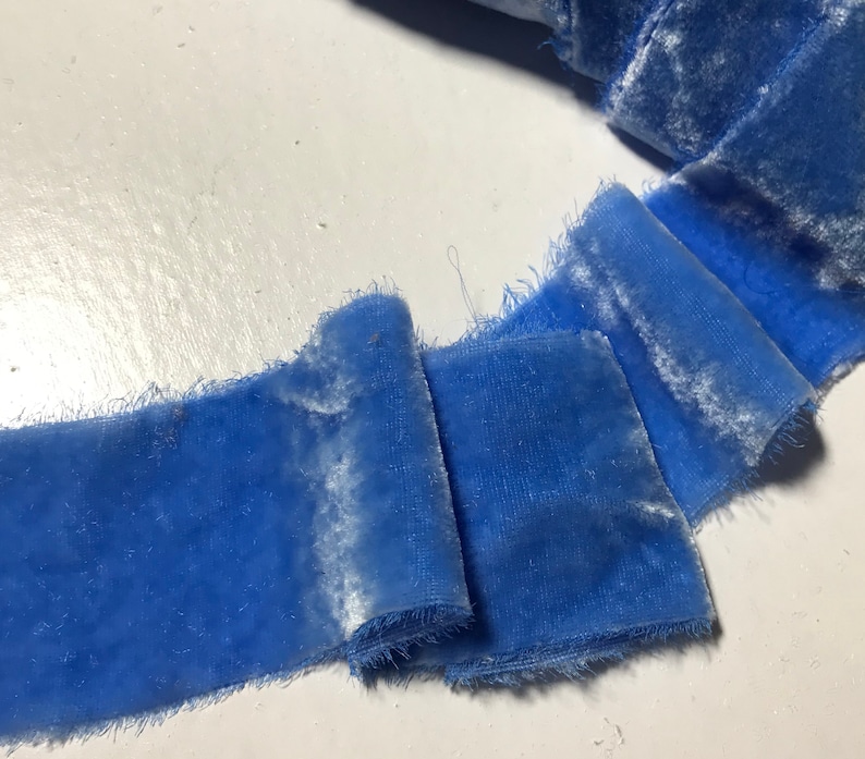 Hand Dyed Cornflower Blue Silk Velvet Ribbon 4 Widths to - Etsy