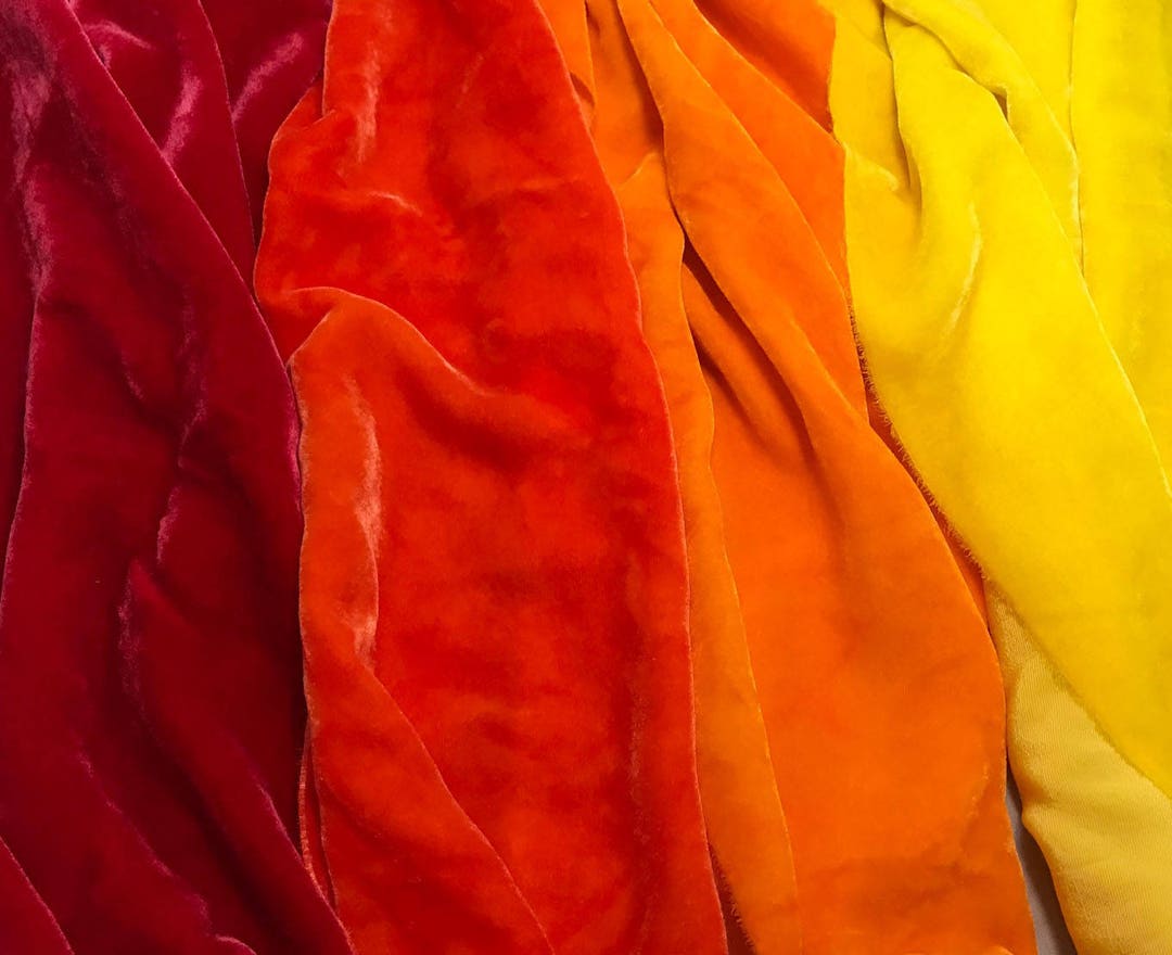 Bright Autumn Sample Set - Hand Dyed Silk Velvet Fabric - 1/4 Yard X 45 ...